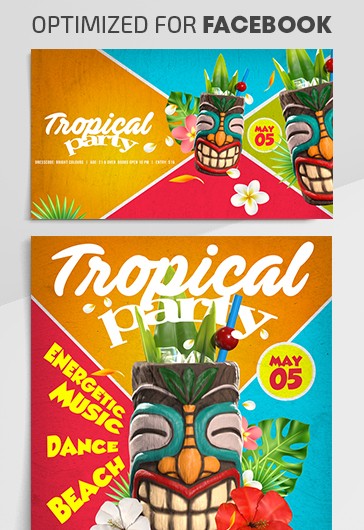 Yellow Colorful Tropical Event Party Facebook Premium Social Media ...