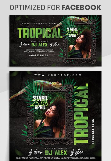 Tropical Party - Free Facebook Cover Template in PSD + Post + Event ...