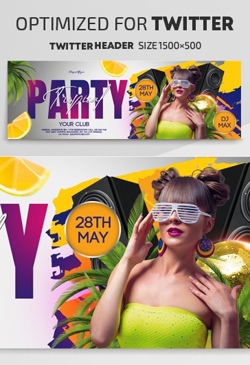 Tropical Party - Free Twitter Header PSD Template - 10027436 | by ...