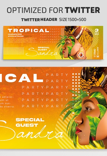 Yellow Gradient Tropical Party Twitter Premium Social Media Template PSD
