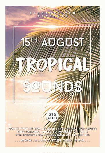 White Simple Tropical Sounds Premium Flyer Template PSD | by Elegantflyer