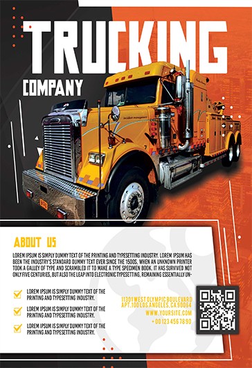 Orange Simple Trucking Company Premium Flyer Template PSD | by Elegantflyer