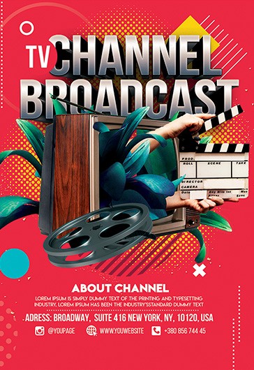 Pink Artistic TV Channel Broadcast Premium Flyer Template PSD | by ...