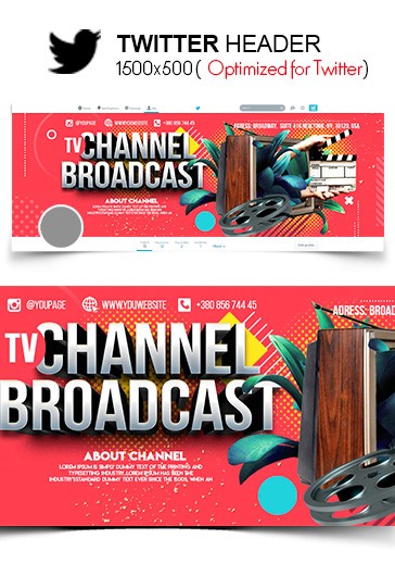 TV Channel Broadcast – Twitter Header PSD Template - 10023163 | by ...