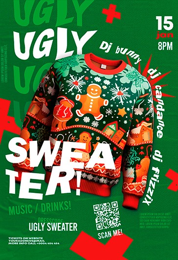 Plantilla de folleto PSD Green Creativo Sweater feo Premium gratuita ...