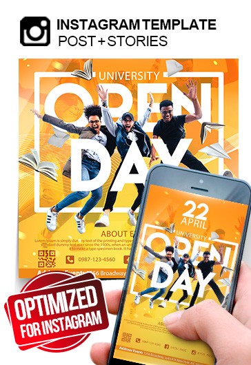 Yellow Creative University Open Day Free Social Media Template PSD | by ...