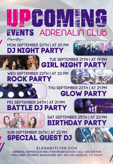 White Simple Upcoming Events Premium Flyer Template PSD | by Elegantflyer