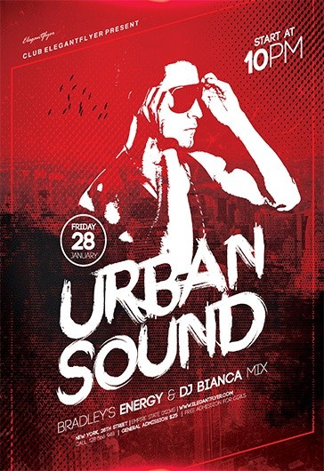 Red Grunge Urban Sound V02 Premium Flyer Template PSD | by Elegantflyer