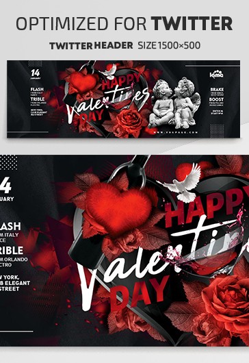 Valentine's Day - Free Twitter Header PSD Template - 10032080 | by ...
