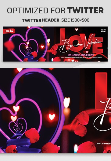 Valentines Day - Free Twitter Header PSD Template - 10032233 | by ...