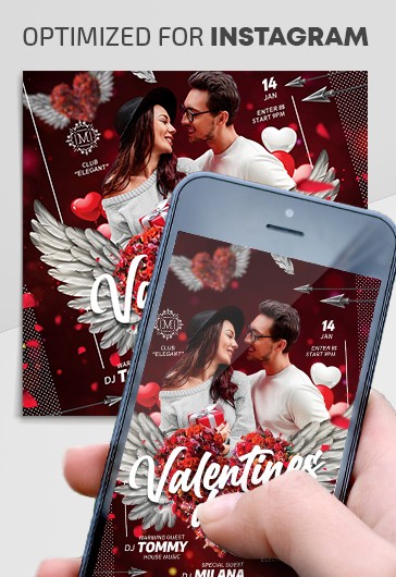 Red Creative Valentines Day Instagram Premium Social Media Template PSD