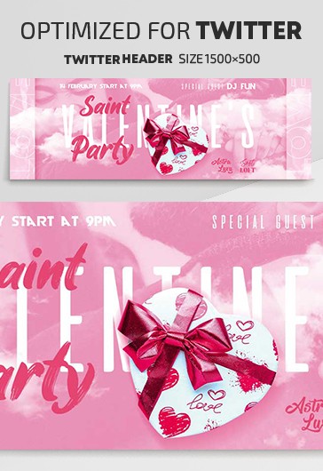 Valentine's Party - Free Twitter Header PSD Template - 10032113 | by ...