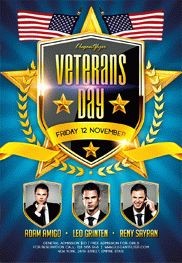 Blue Simple Veterans Day Premium Flyer Template PSD | by Elegantflyer