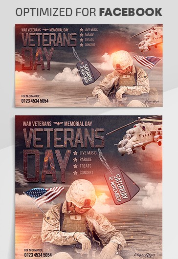 White Simple Veterans Day Facebook Premium Social Media Template PSD ...