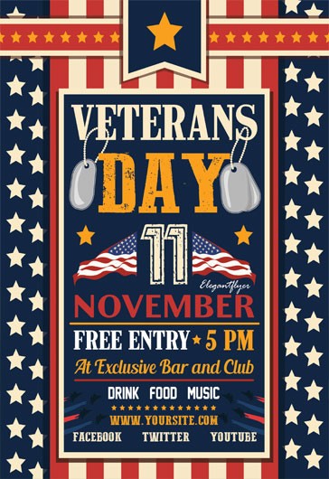 Blue Creative Veterans Day Free Flyer Template PSD | by Elegantflyer