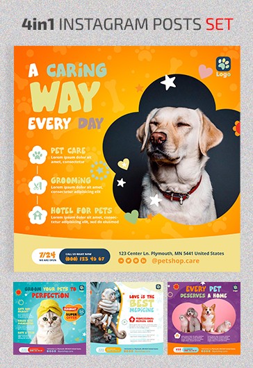 Veterinary - Instagram Post Set Templates in PSD - 10032515 | by ...