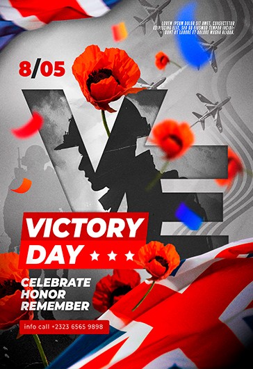 Gray Exclusive Victory Day in Europe Free Flyer Template PSD | by ...