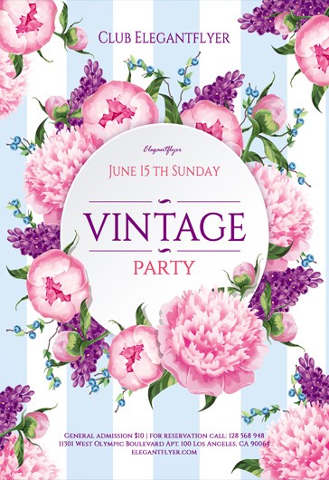 White Floral & Plants Vintage Premium Flyer Template PSD | by Elegantflyer