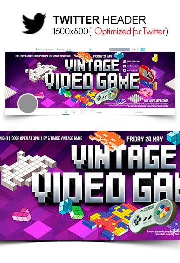 Vintage Video Games – Twitter Header PSD Template - 10022969 | by ...