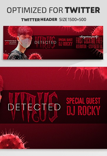 Red Simple Virus Detected Party Premium Social Media Template PSD | by ...