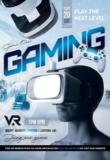 White Moderne Soirée de jeux VR Flyer Free Modèle de flyer PSD gratuit