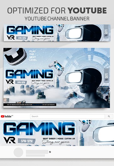 VR Game Night - Free Youtube Channel banner PSD Template - 10031170 ...
