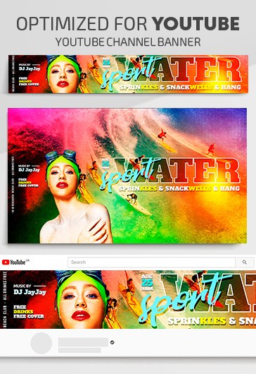 Water Sport - Free Youtube Channel banner PSD Template - 10030044 | by ...