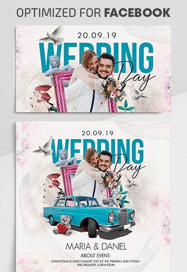 Pink Creative Wedding Day Facebook Premium Social Media Template PSD ...