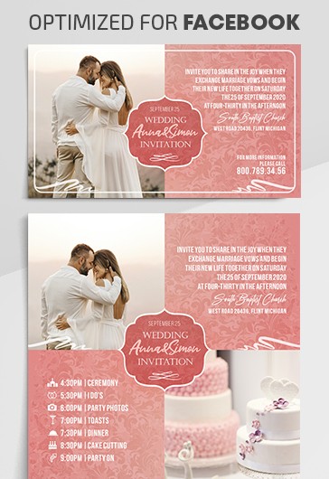Pink Simple Wedding Invitation Premium Social Media Template PSD | by ...