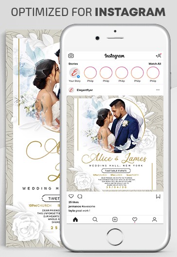 Pastel Elegant Wedding Invitation Instagram Premium Social Media ...