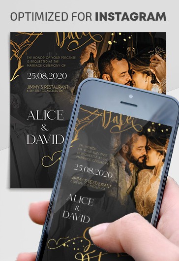 Gold Luxury Wedding Invitation Premium Social Media Template PSD | by ...