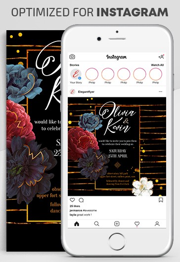 Black and Gold Glamorous Wedding Invitation Premium Social Media ...