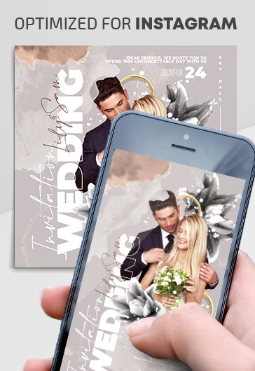 Pastel Watercolor Wedding Invitation Instagram Premium Social Media ...