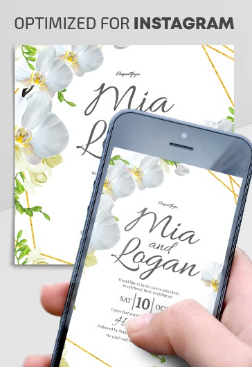 White Fancy & Romantic Wedding Invitations Instagram Premium Social ...