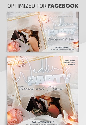 White Creative Wedding Party Premium Social Media Template PSD | by ...
