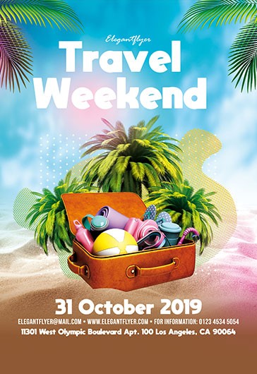 Multicolor Colorful Travel Weekend Premium Flyer Template PSD | by ...