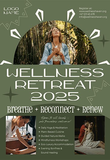 Green Minimalista Retiro de Bem-Estar Free Modelo de Flyer em PSD | by ...