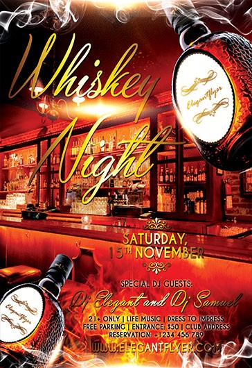 Red Artistico Whiskey Night - Notte di whiskey Modello di Volantino ...
