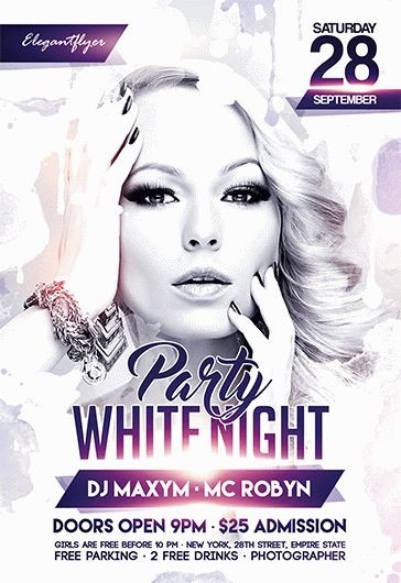 White Aesthetic White Night Party Premium Flyer Template Psd By