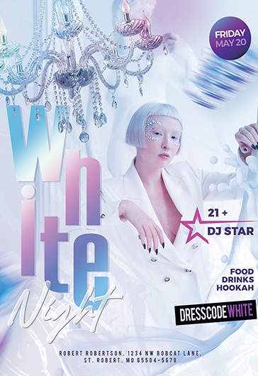 White Professionnel. Nuit Blanche Premium Modèle de flyer PSD gratuit