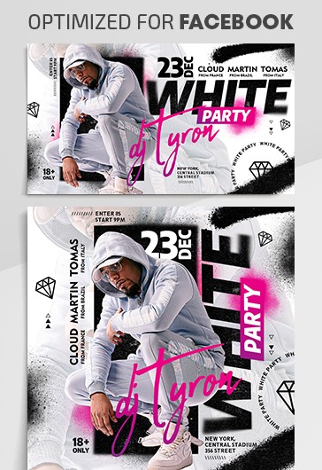 White Grunge White Party Facebook Premium Social Media Template PSD ...