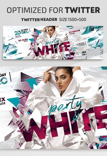 White Party - Free Twitter Header PSD Template - 10031833 | by ElegantFlyer