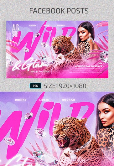 Pink Glamorous Wild & Glam Leopard Night Party Facebook Post Free ...