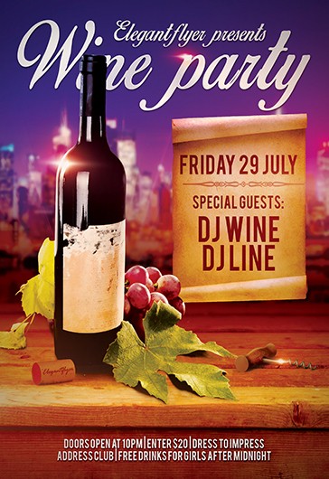 Multicolor Kreativ Weinparty Premium Flyer Template PSD | by Elegantflyer