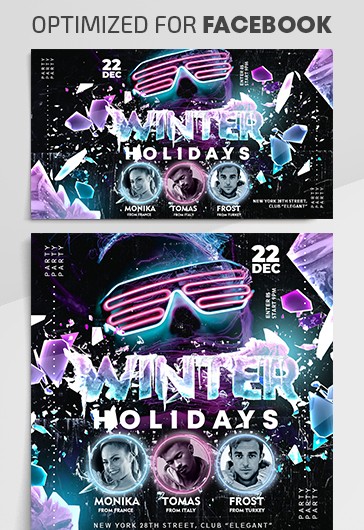 Winter Holidays - Free Facebook Cover Template in PSD + Post + Event ...