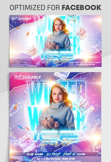 Winter Ice Party - Free Facebook Cover Template in PSD + Post + Event ...