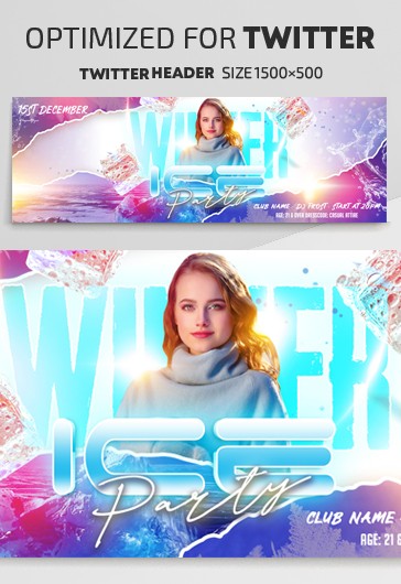 Winter Ice Party - Free Twitter Header PSD Template - 10031744 | by ...