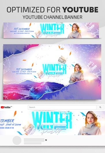 Winter Ice Party - Free Youtube Channel banner PSD Template - 10031745 ...