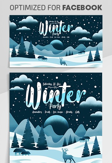 White Creative Winter Party Facebook Premium Social Media Template PSD
