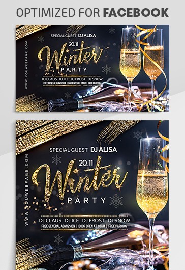 Black Luxury Winter Party Free Social Media Template PSD | by Elegantflyer